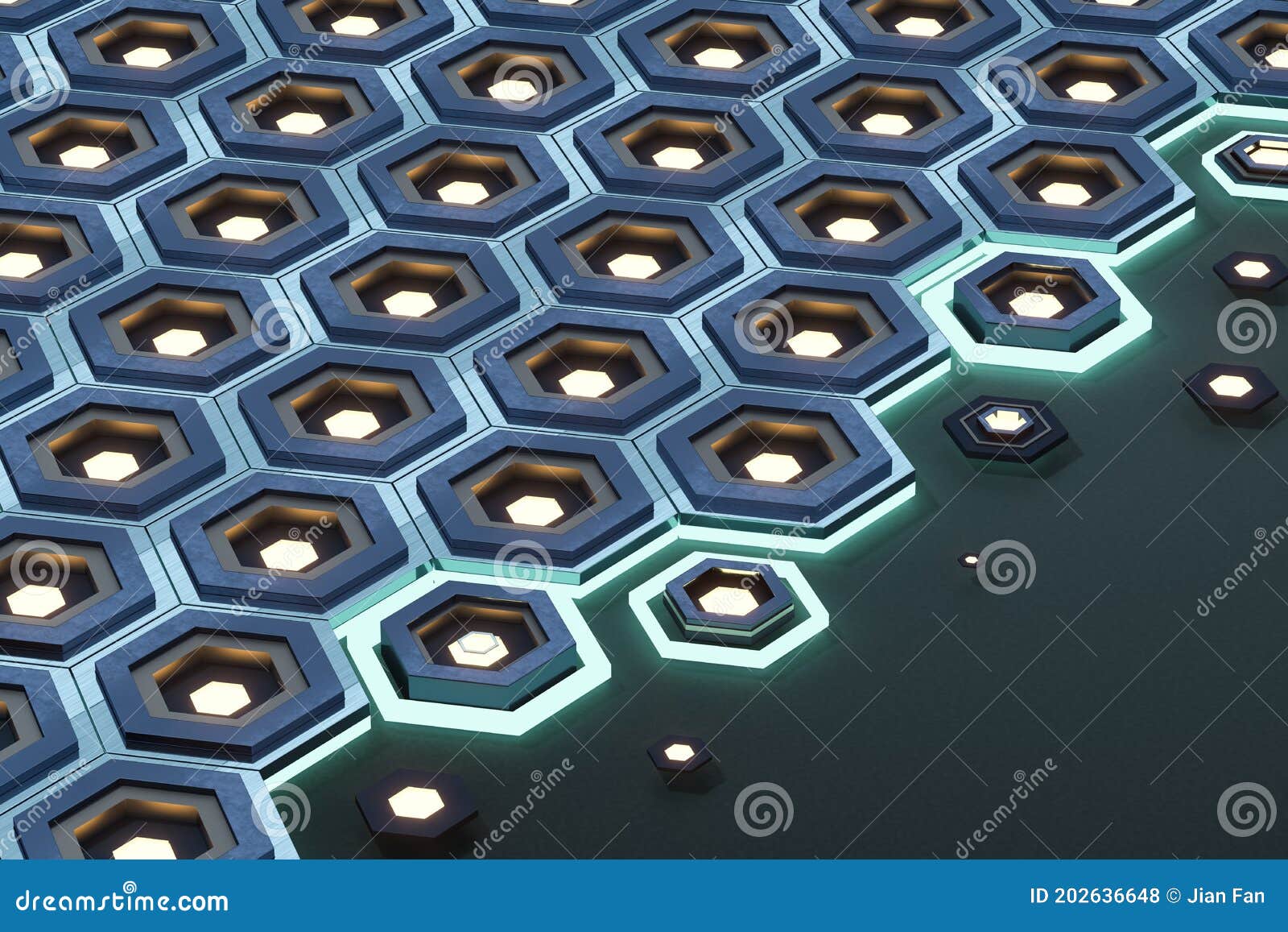 Metal Hexagon Background, Sci-fi Pattern, 3d Rendering Stock ...