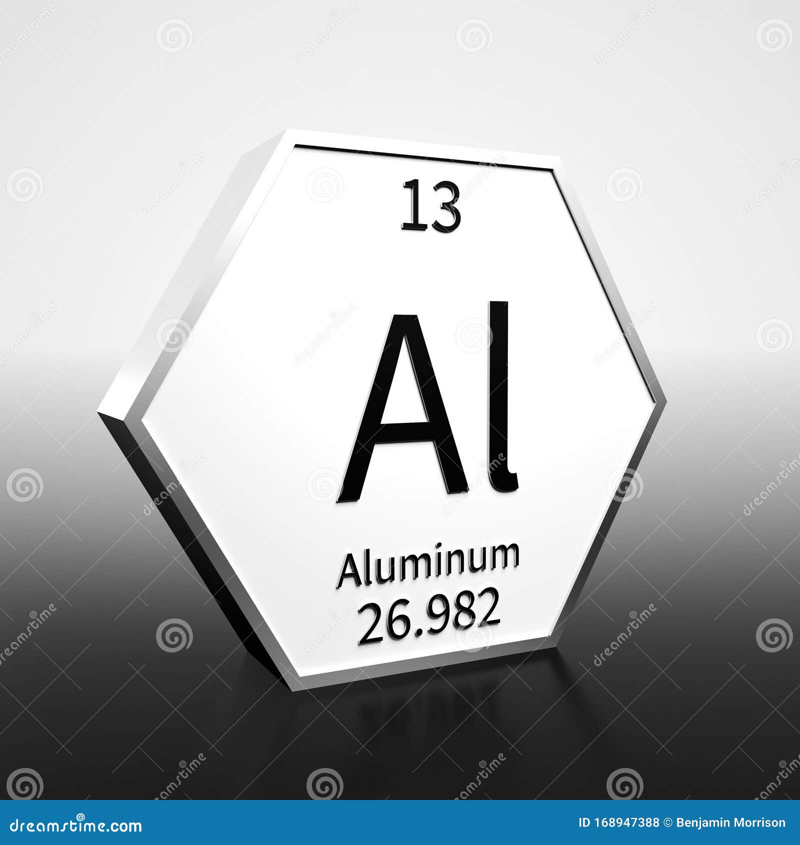 Periodic Table Element Aluminum Rendered Black on White on White and ...