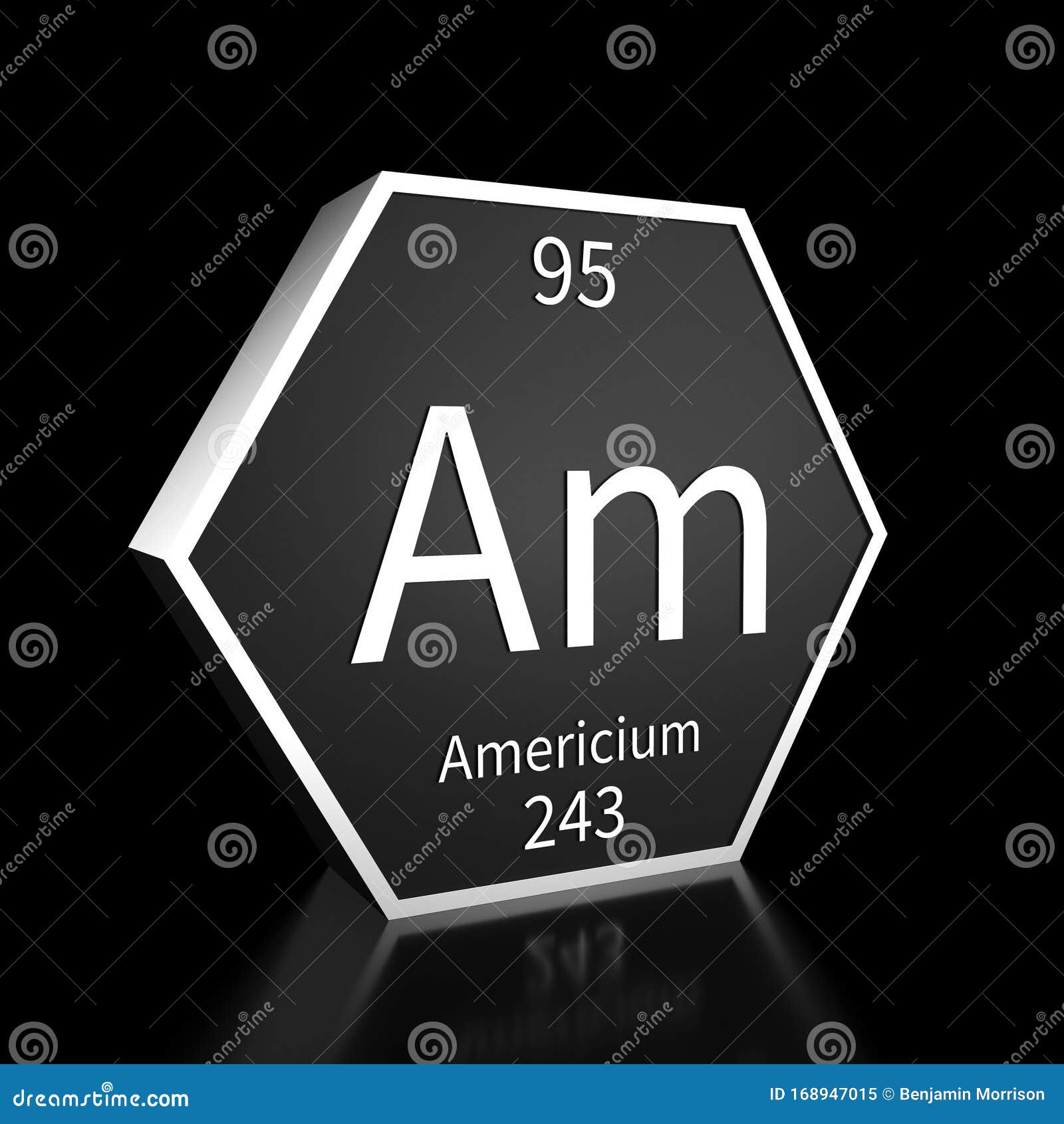 Periodic Table Element Americium Rendered Metal on Black on Black Stock ...