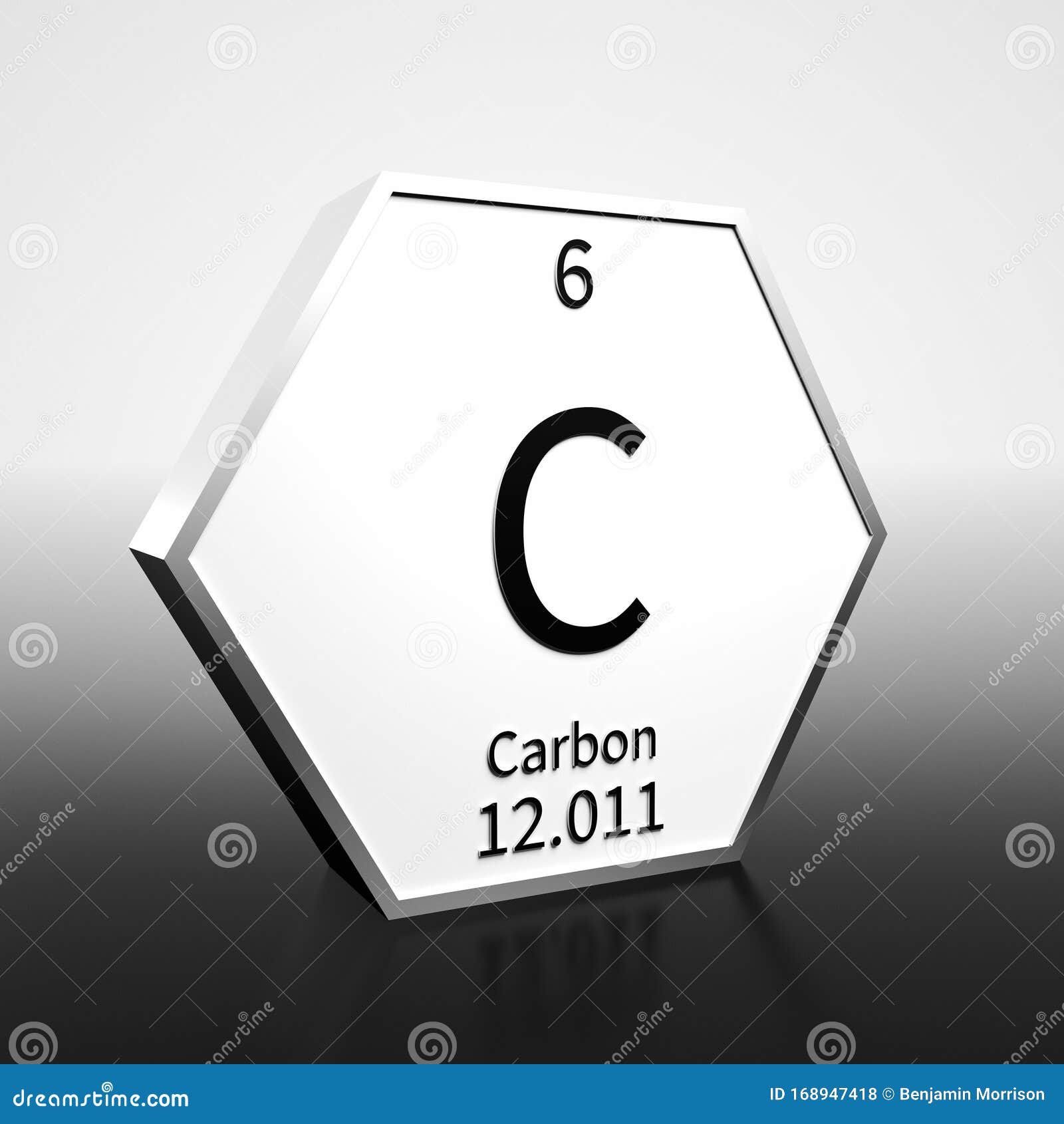 Periodic Table Element Carbon Rendered Black on White on White and ...