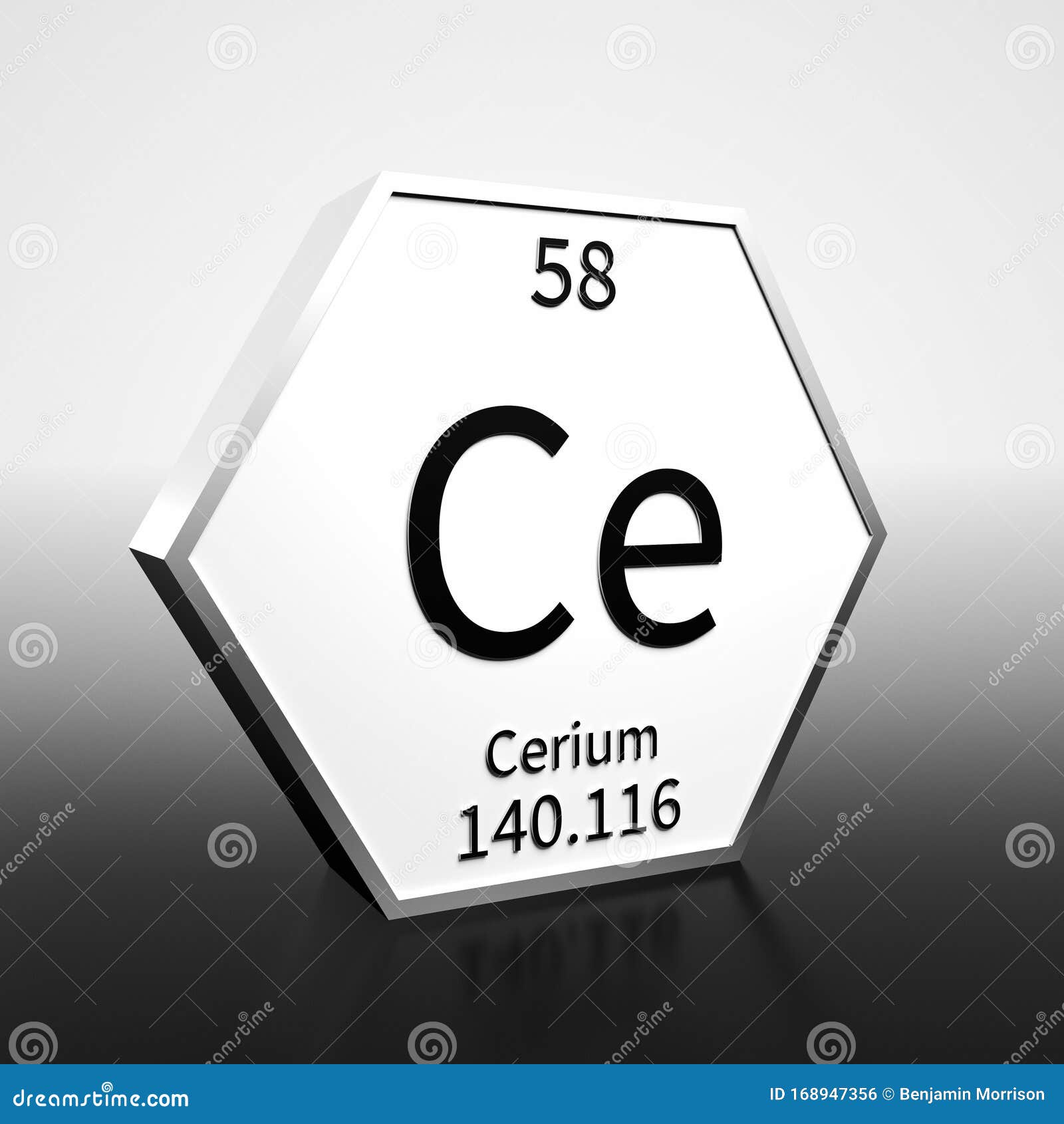 Periodic Table Element Cerium Rendered Black on White on White and ...