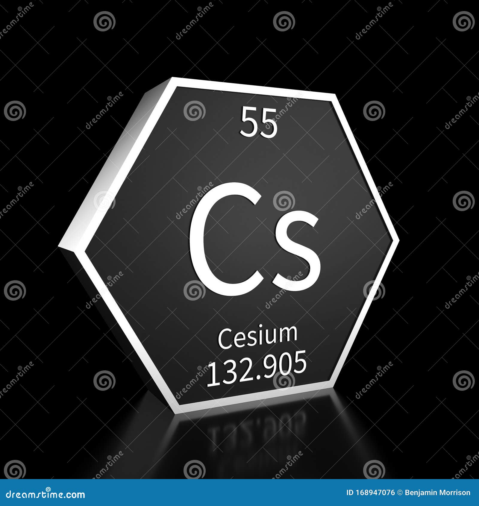 Periodic Table Element Cesium Rendered Metal on Black on Black Stock ...