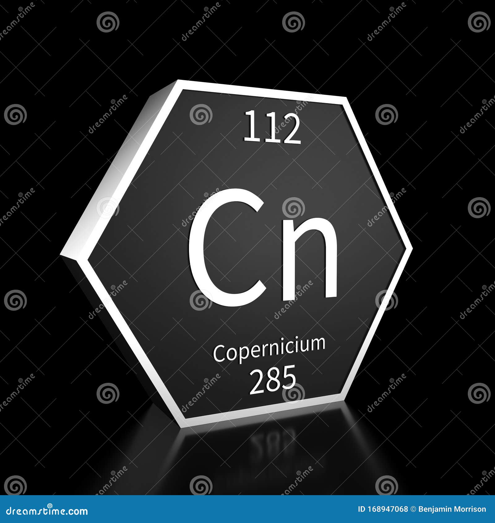 Periodic Table Element Copernicium Rendered Metal on Black on Black ...