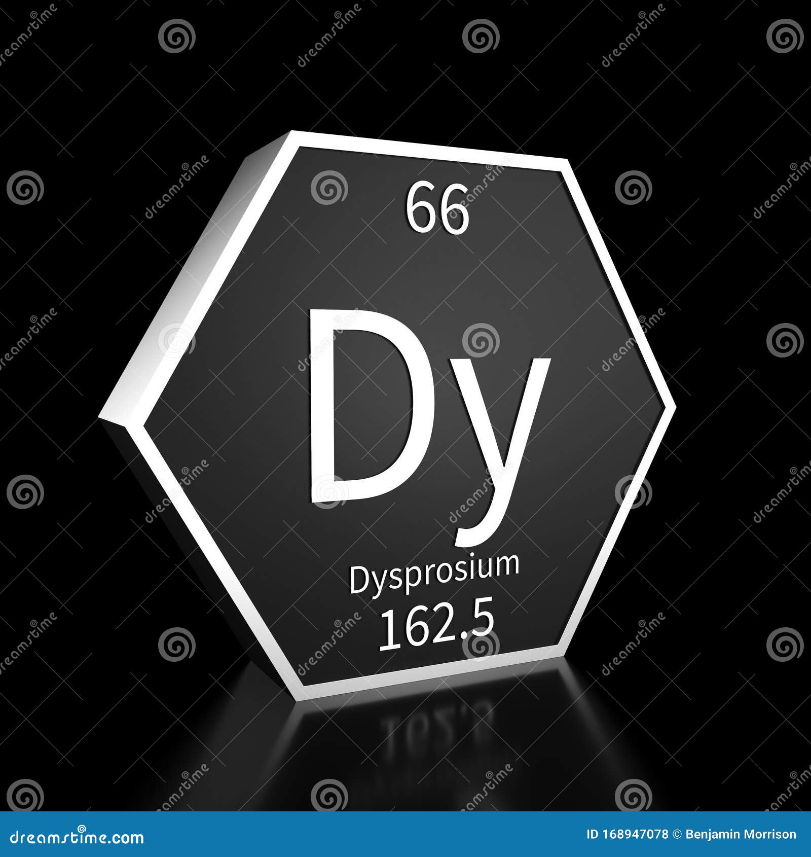 Periodic Table Element Dysprosium Rendered Metal on Black on Black ...