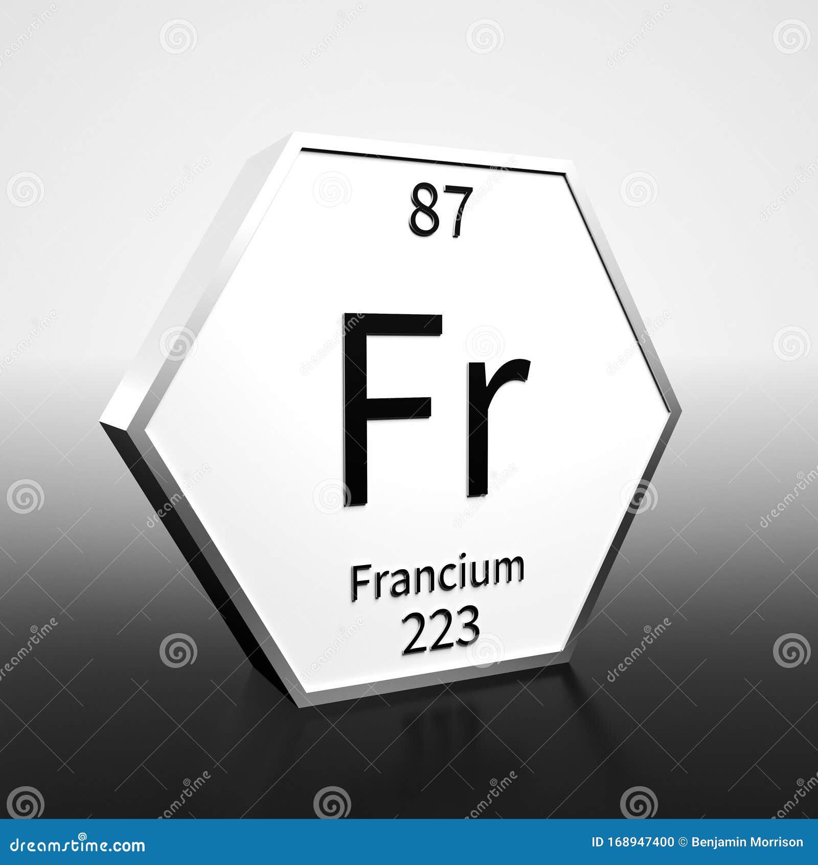 Periodic Table Element Francium Rendered Black on White on White and ...