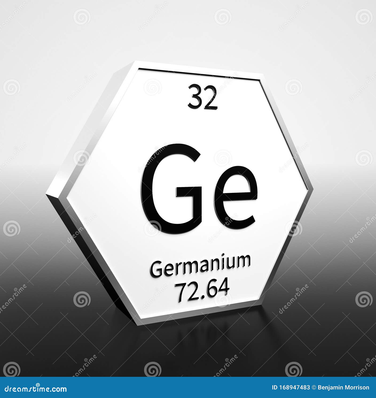 Periodic Table Element Germanium Rendered Black on White on White and ...