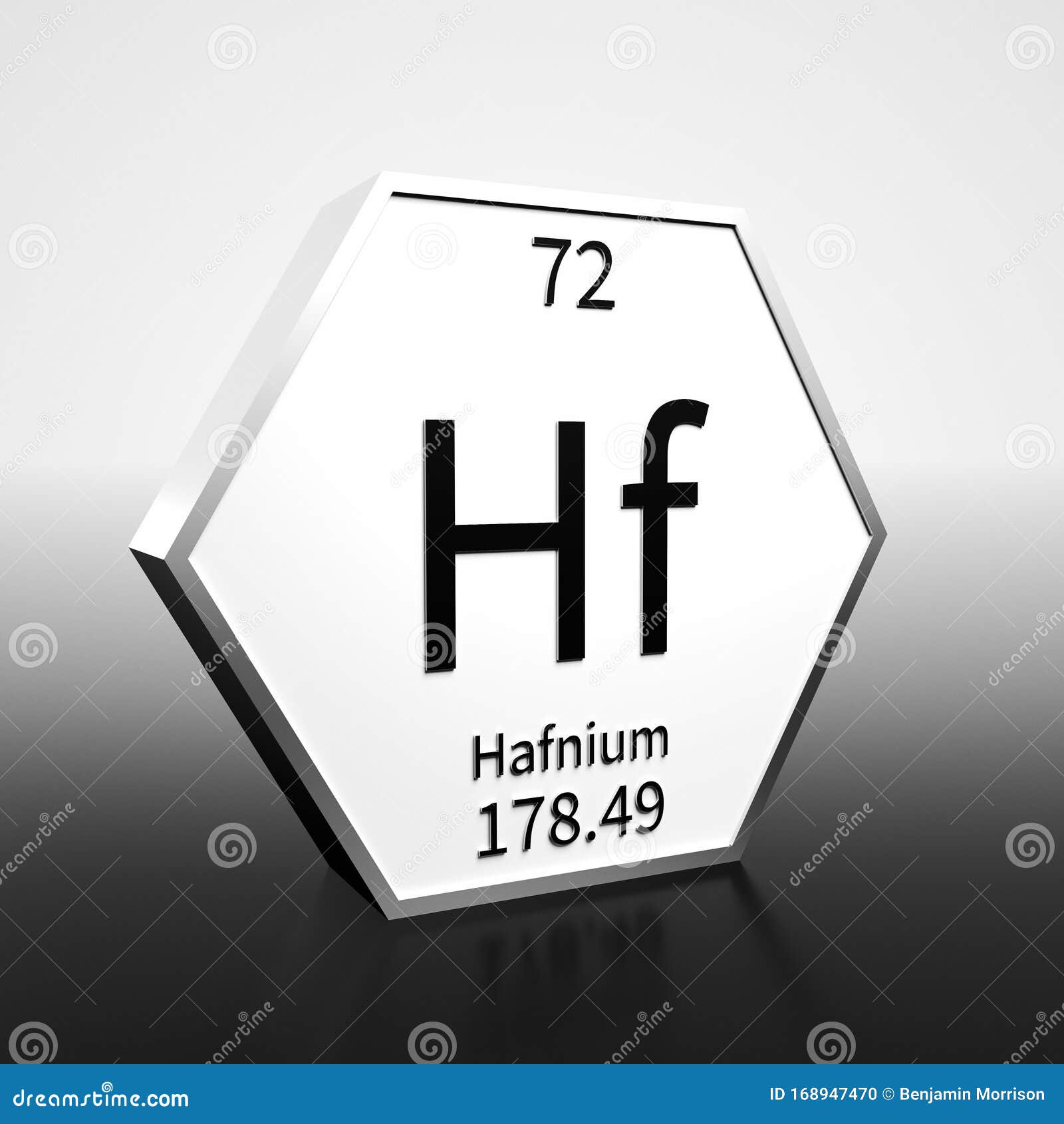 Periodic Table Element Hafnium Rendered Black on White on White and ...