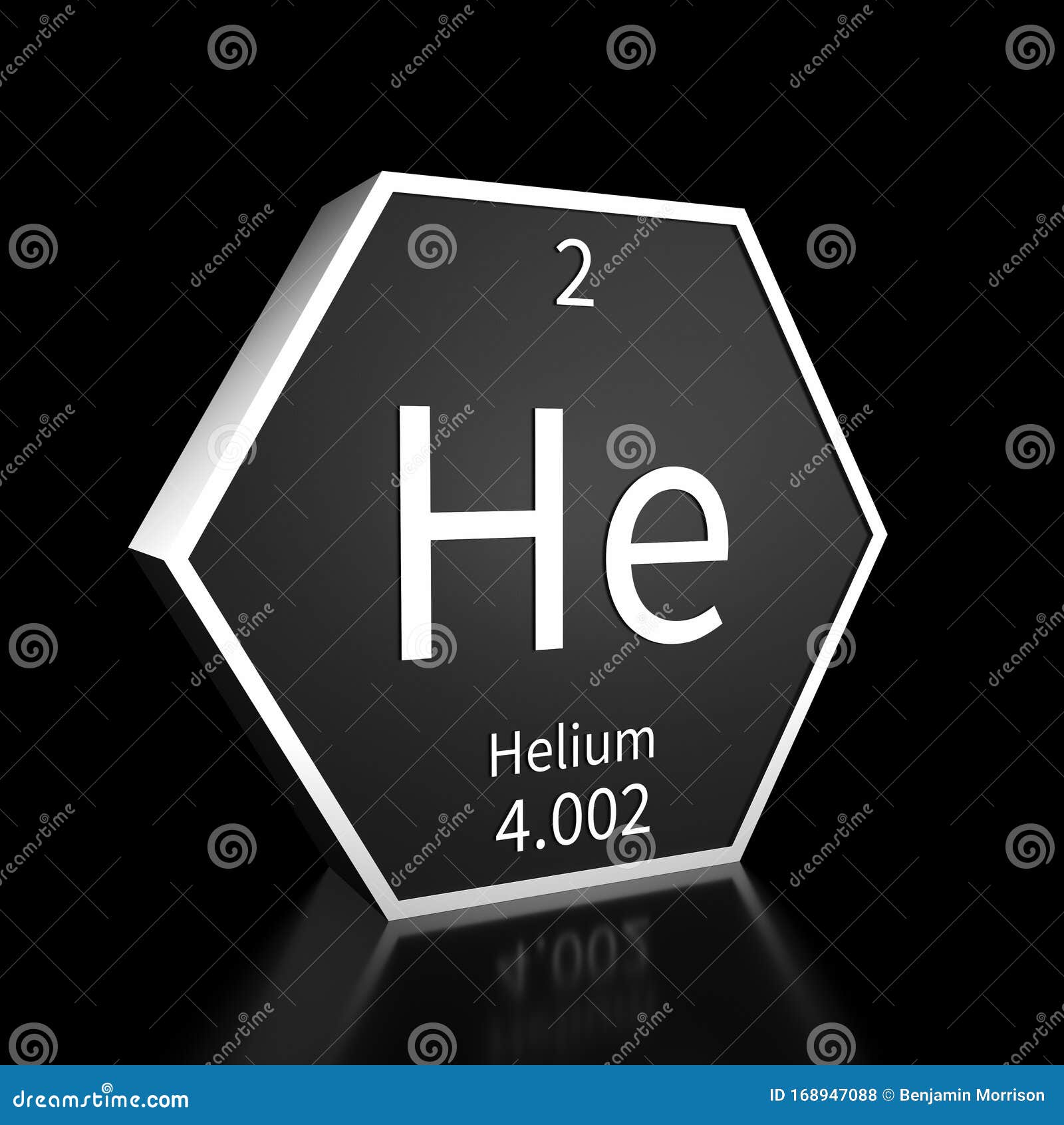 Periodic Table Element Helium Rendered Metal on Black on Black Stock ...