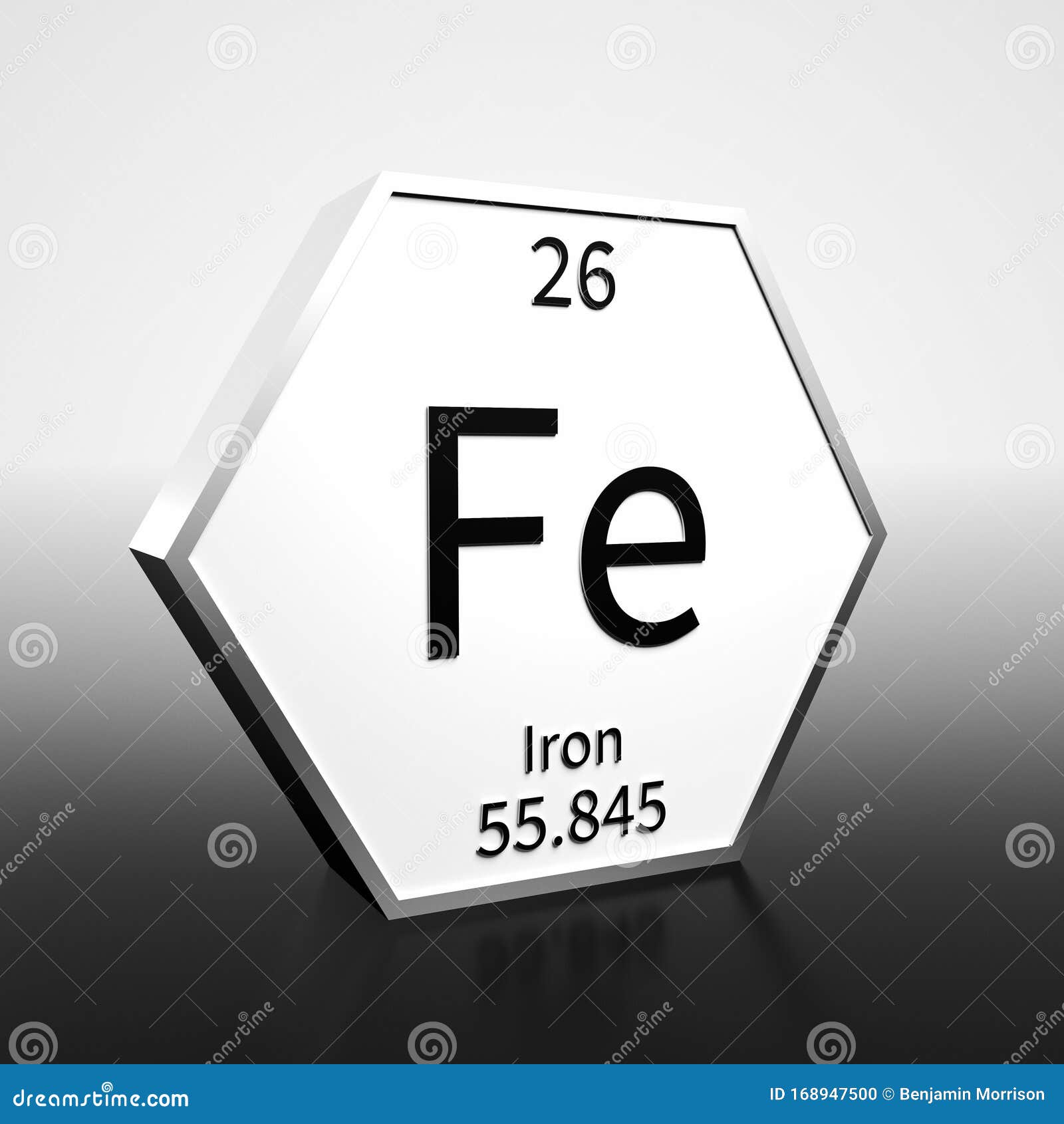 Periodic Table Element Iron Rendered Black on White on White and Black ...