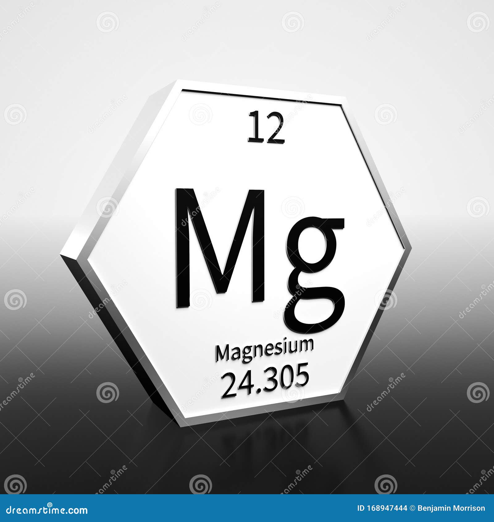 Periodic Table Element Magnesium Rendered Black on White on White and ...