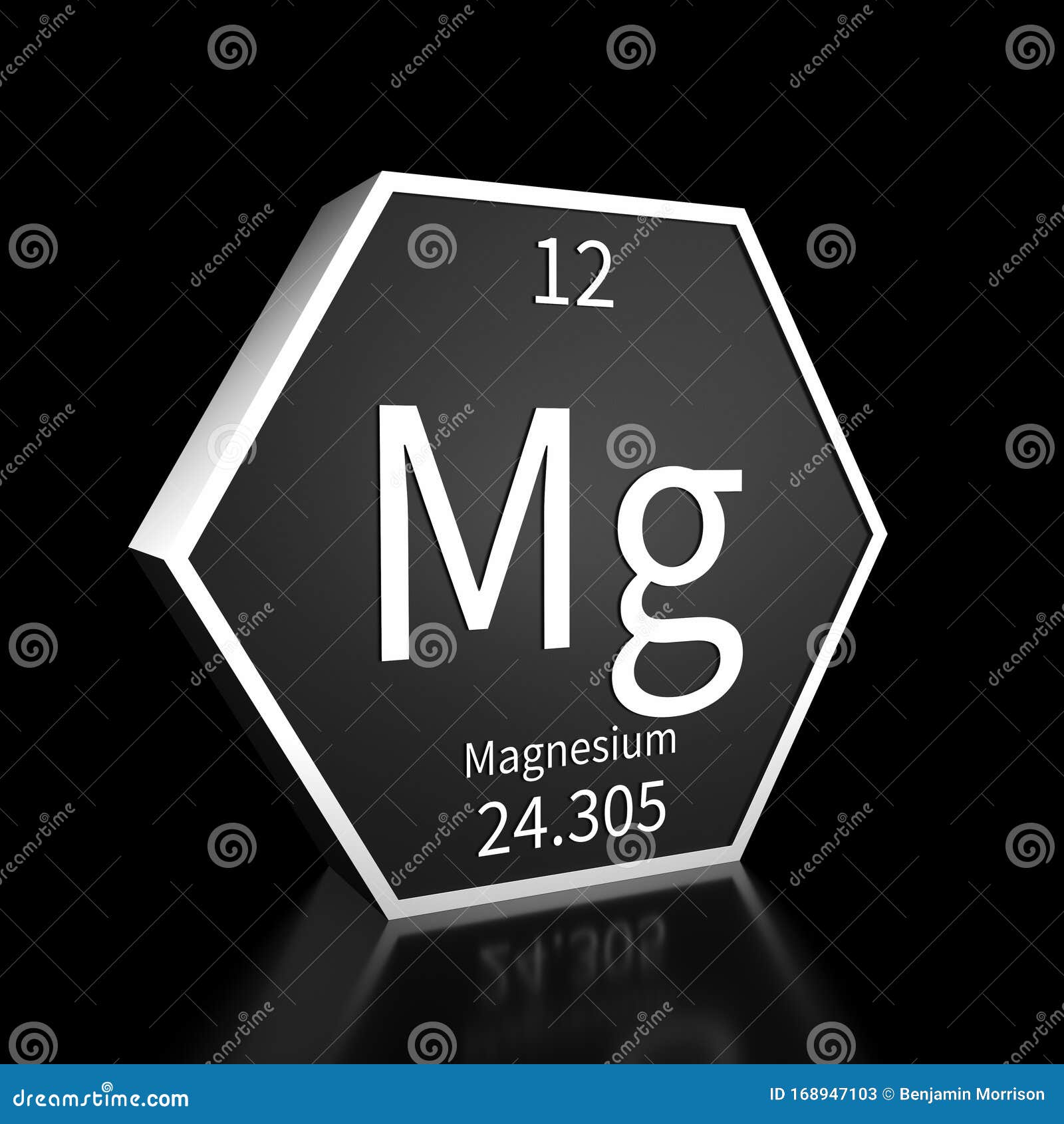 Periodic Table Element Magnesium Rendered Metal on Black on Black Stock ...