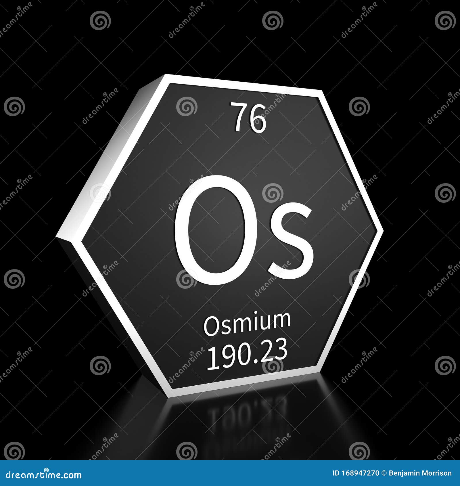 Periodic Table Element Osmium Rendered Metal on Black on Black Stock ...