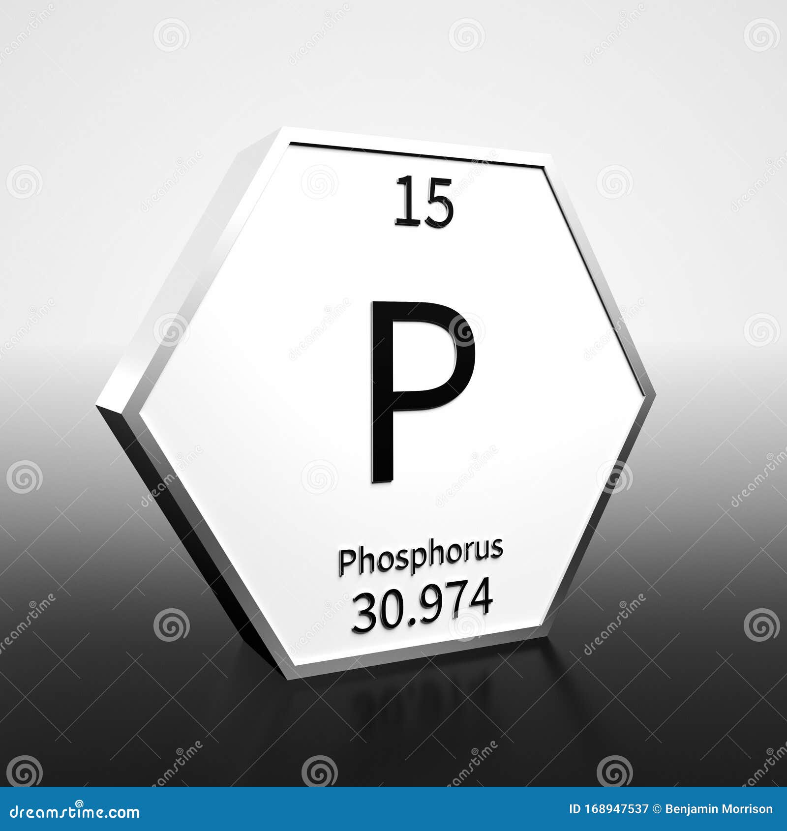 Periodic Table Element Phosphorus Rendered Black on White on White and ...