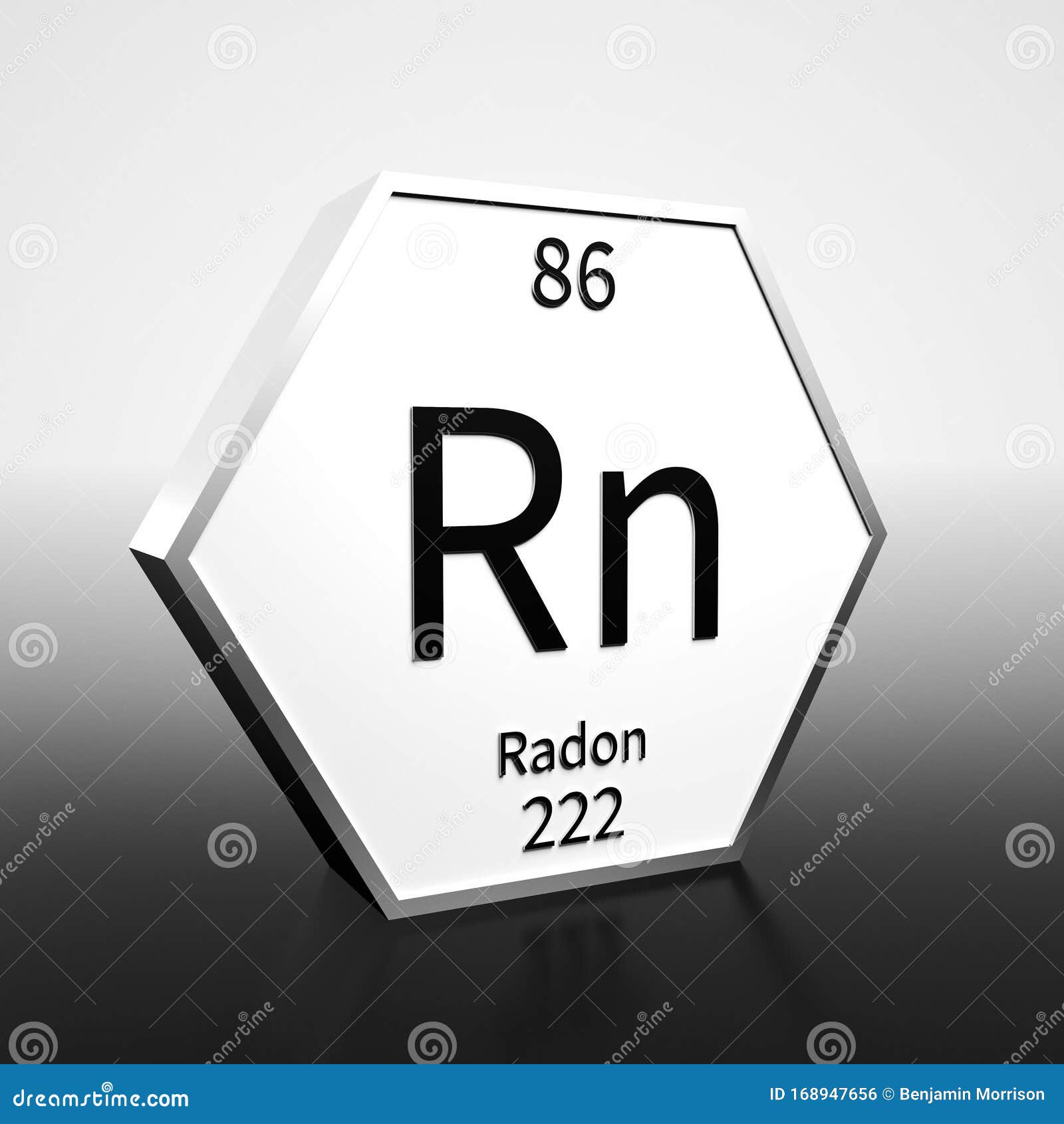 Periodic Table Element Radon Rendered Black on White on White and Black ...
