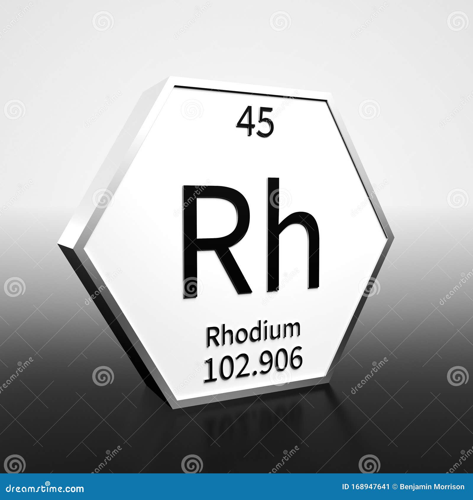 Periodic Table Element Rhodium Rendered Black on White on White and ...