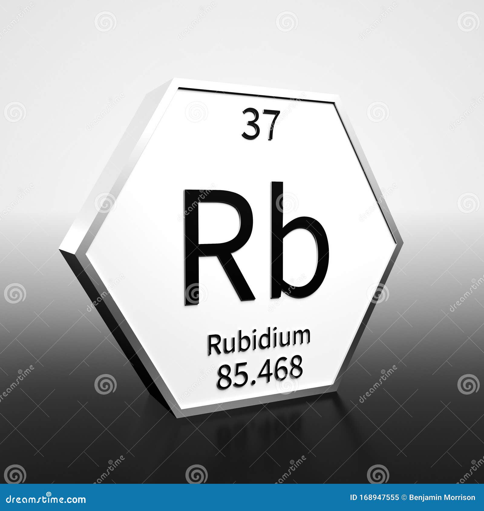 Periodic Table Element Rubidium Rendered Black on White on White and ...