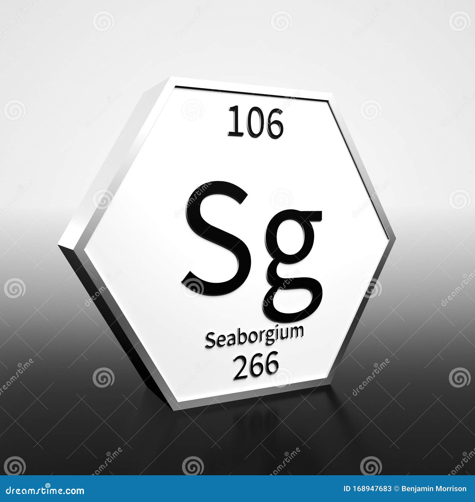 Periodic Table Element Seaborgium Rendered Black on White on White and ...
