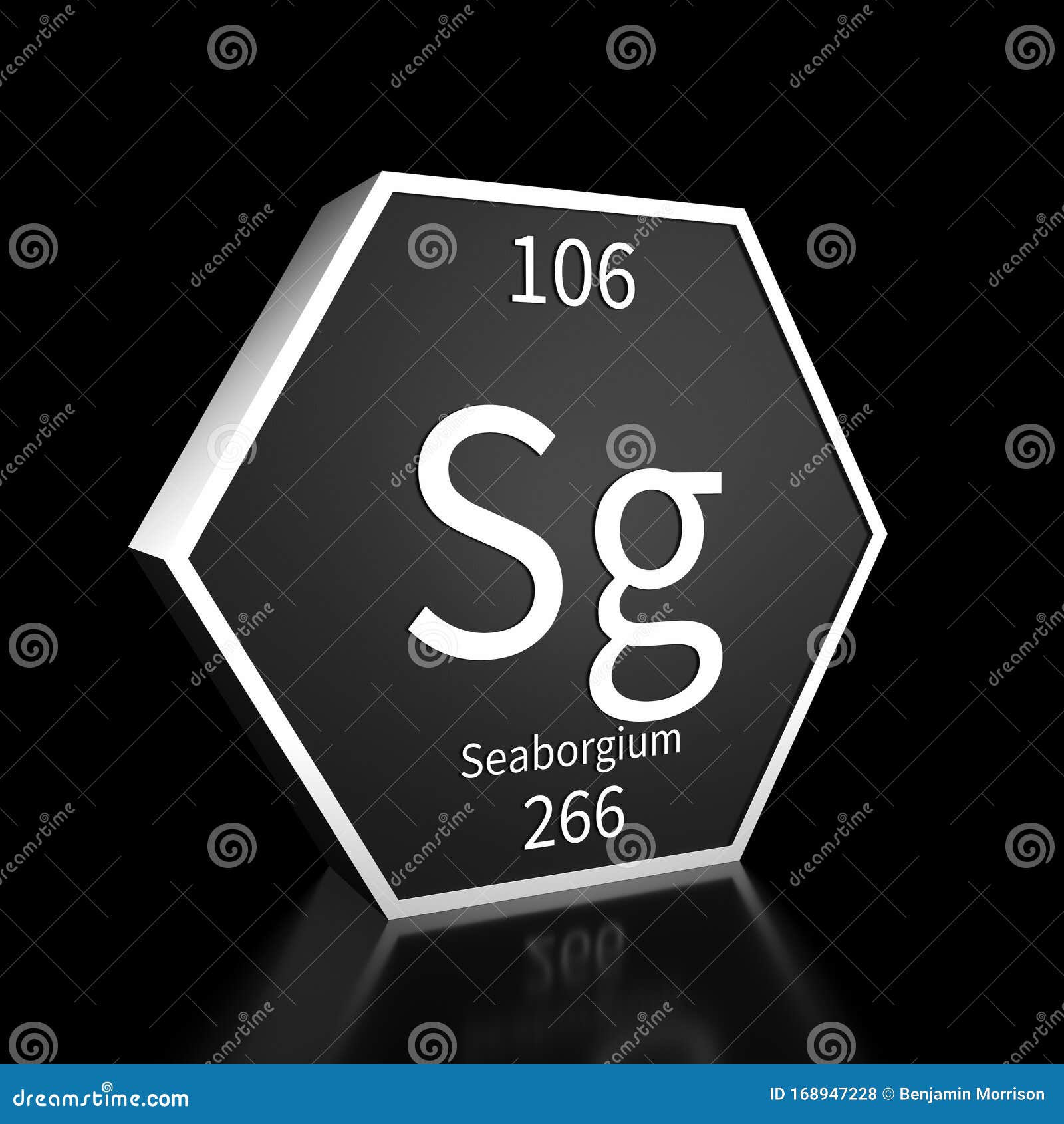 Periodic Table Element Seaborgium Rendered Metal on Black on Black ...