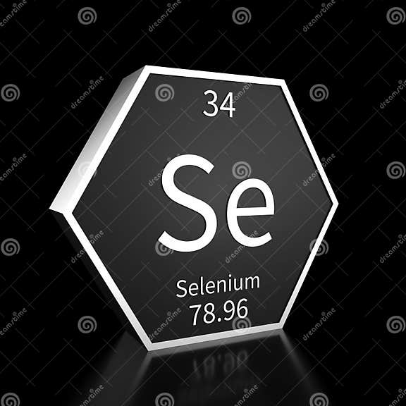 Periodic Table Element Selenium Rendered Metal on Black on Black Stock ...
