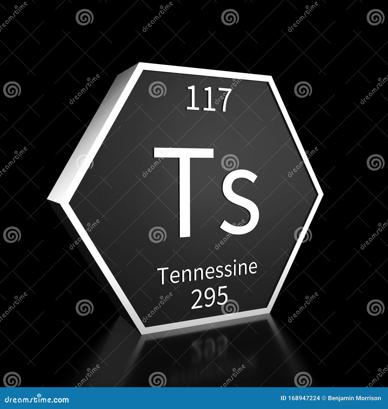 Periodic Table Element Tennessine Rendered Metal on Black on Black ...