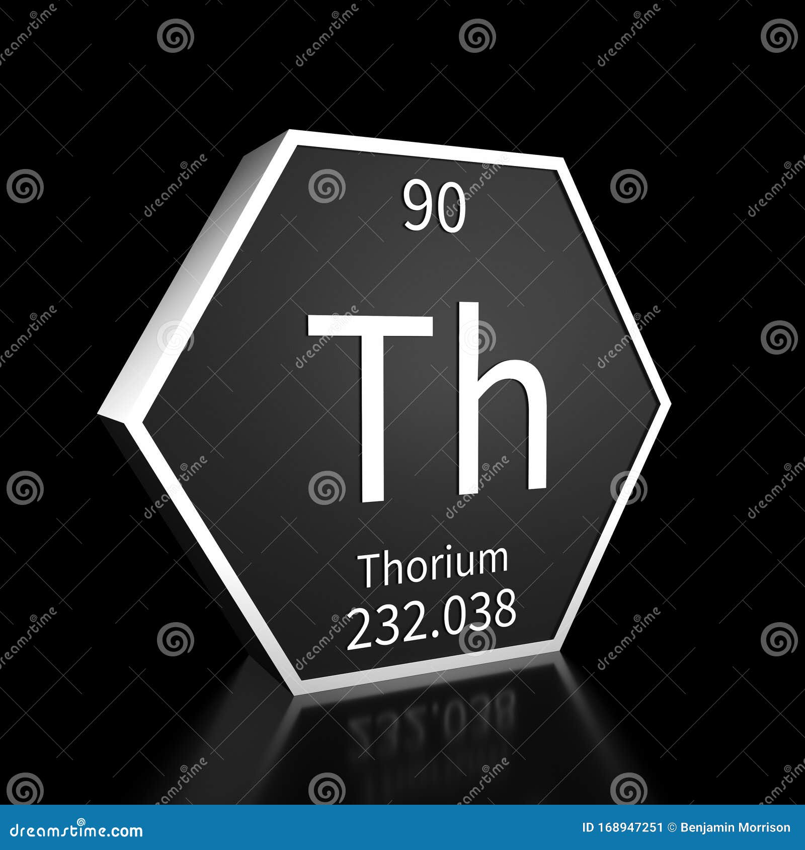 Periodic Table Element Thorium Rendered Metal on Black on Black Stock ...