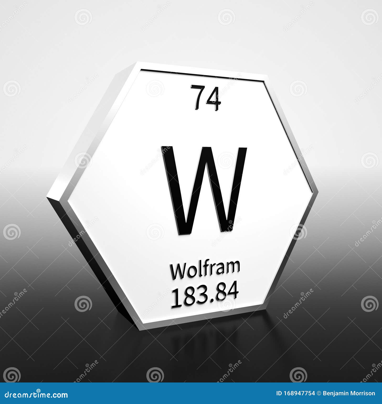 Periodic Table Element Wolfram Rendered Black on White on White and ...