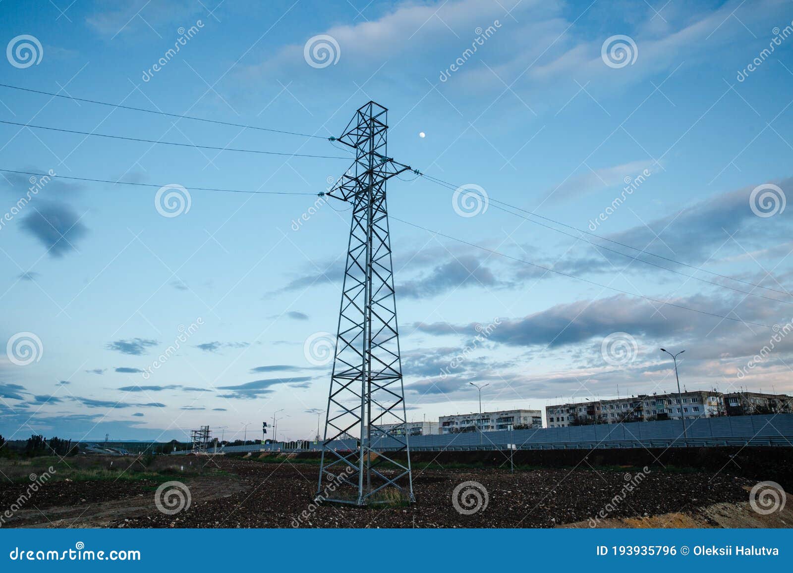 Metal High-voltage Support Tower With Conductor Wires Royalty-Free ...