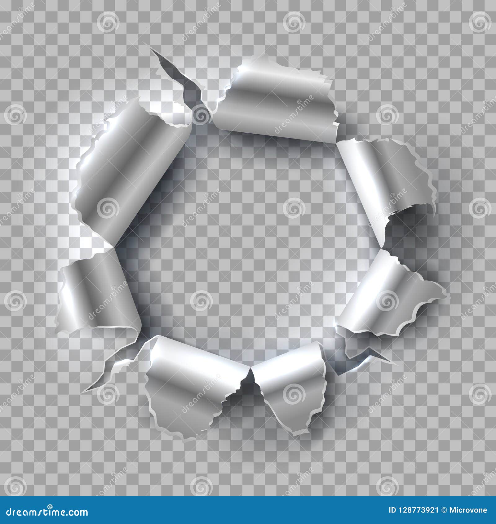 Metal Hole. Exploding Steel with Torn, Ripped Edges Isolated on ...