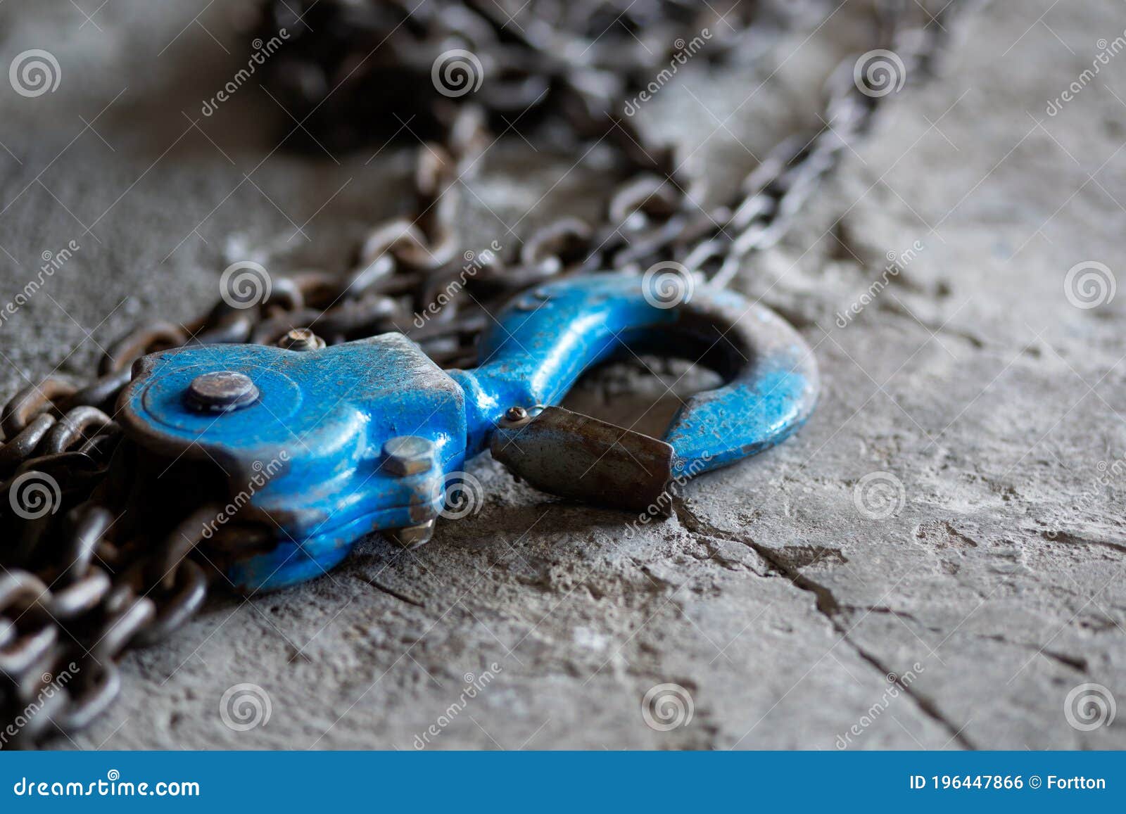 Metal Hook on the Ground. Chains and Hook Stock Photo - Image of cargo ...