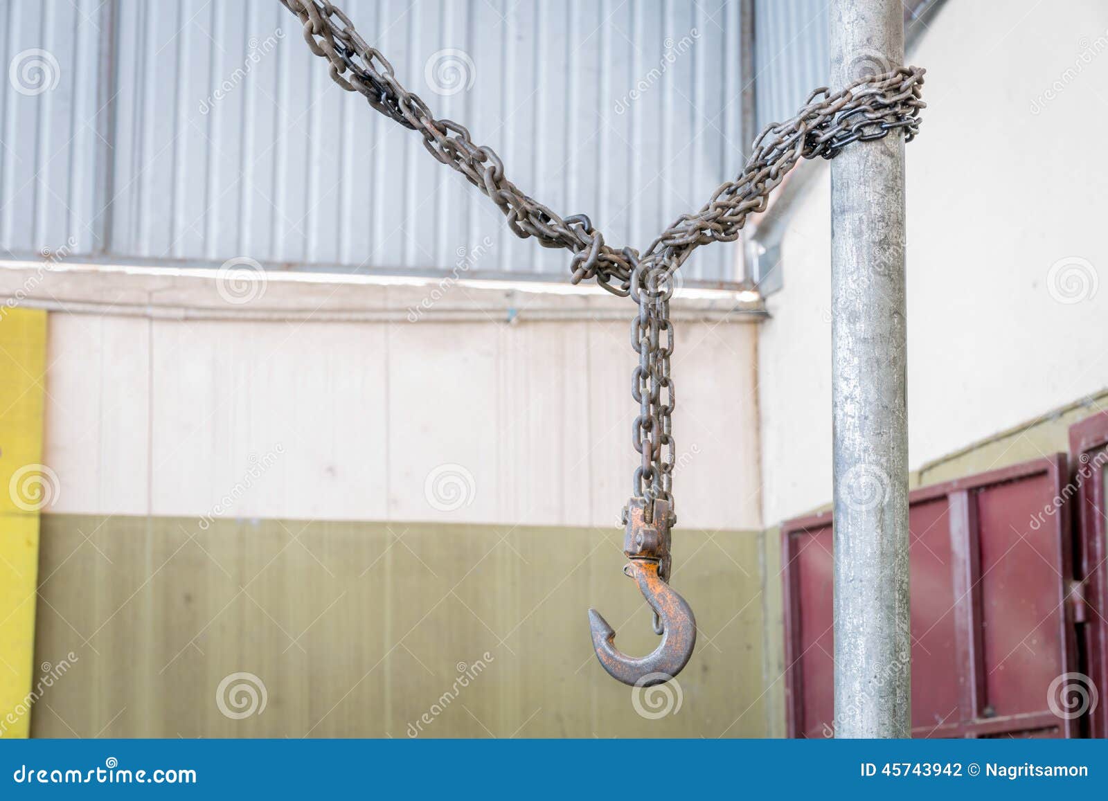 Metal Hook Hanging on Chain Stock Photo - Image of metal, object: 45743942
