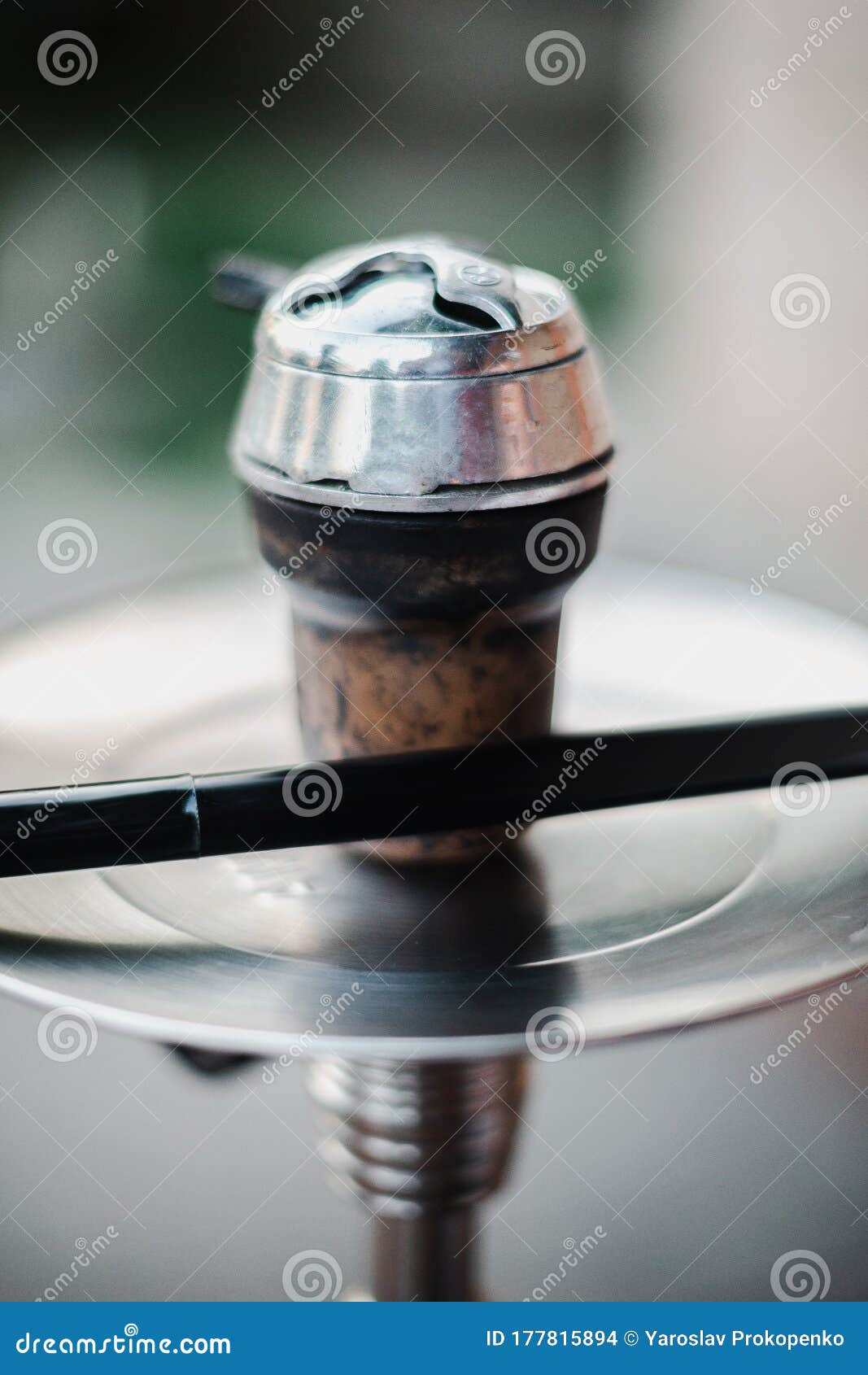 Metal Hookah on a Summer Terrace with a Blurred Background Stock Photo ...