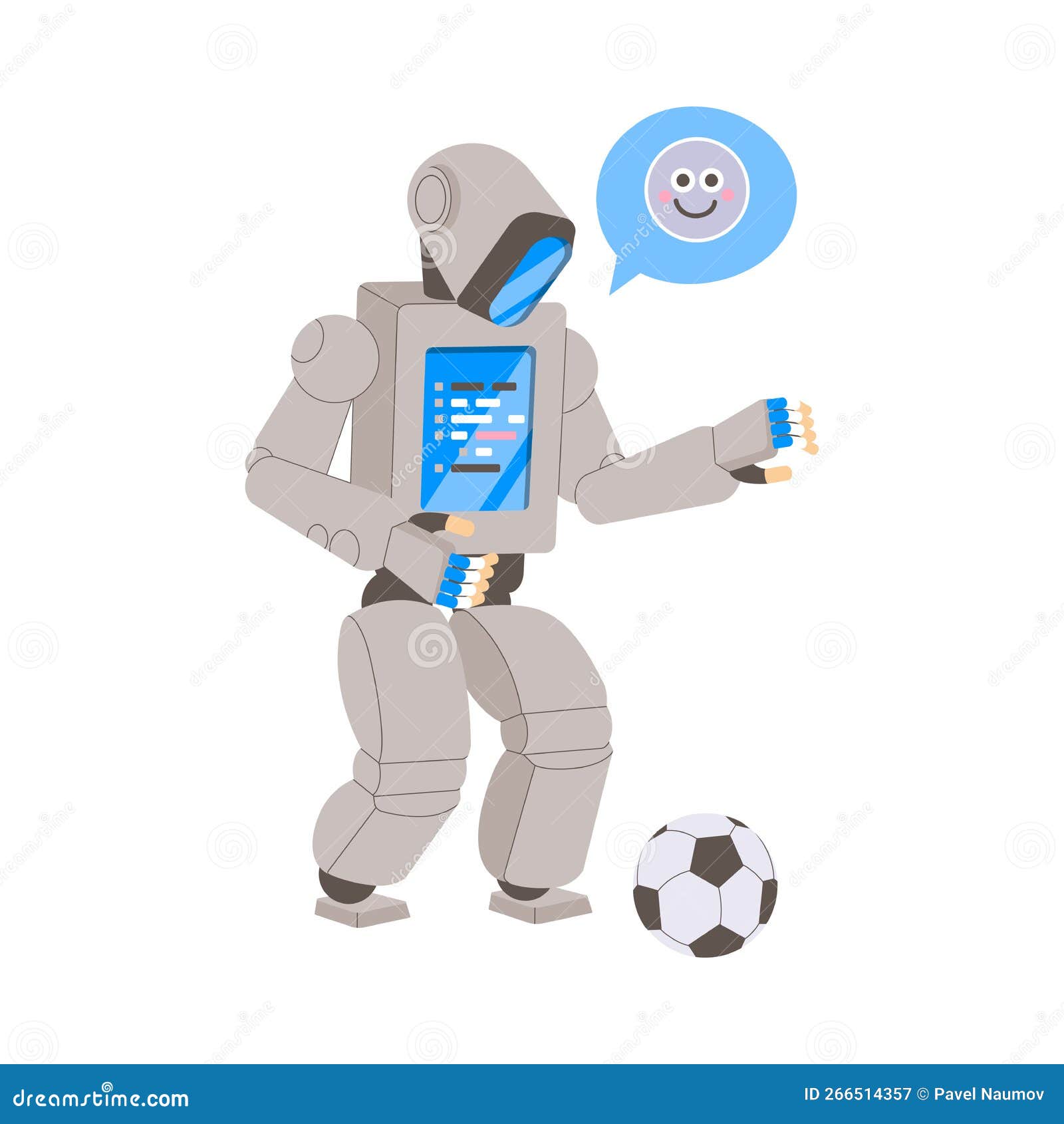 Cyborg Football Player Shoots/3d Robot Plays Soccer Clean Background ...