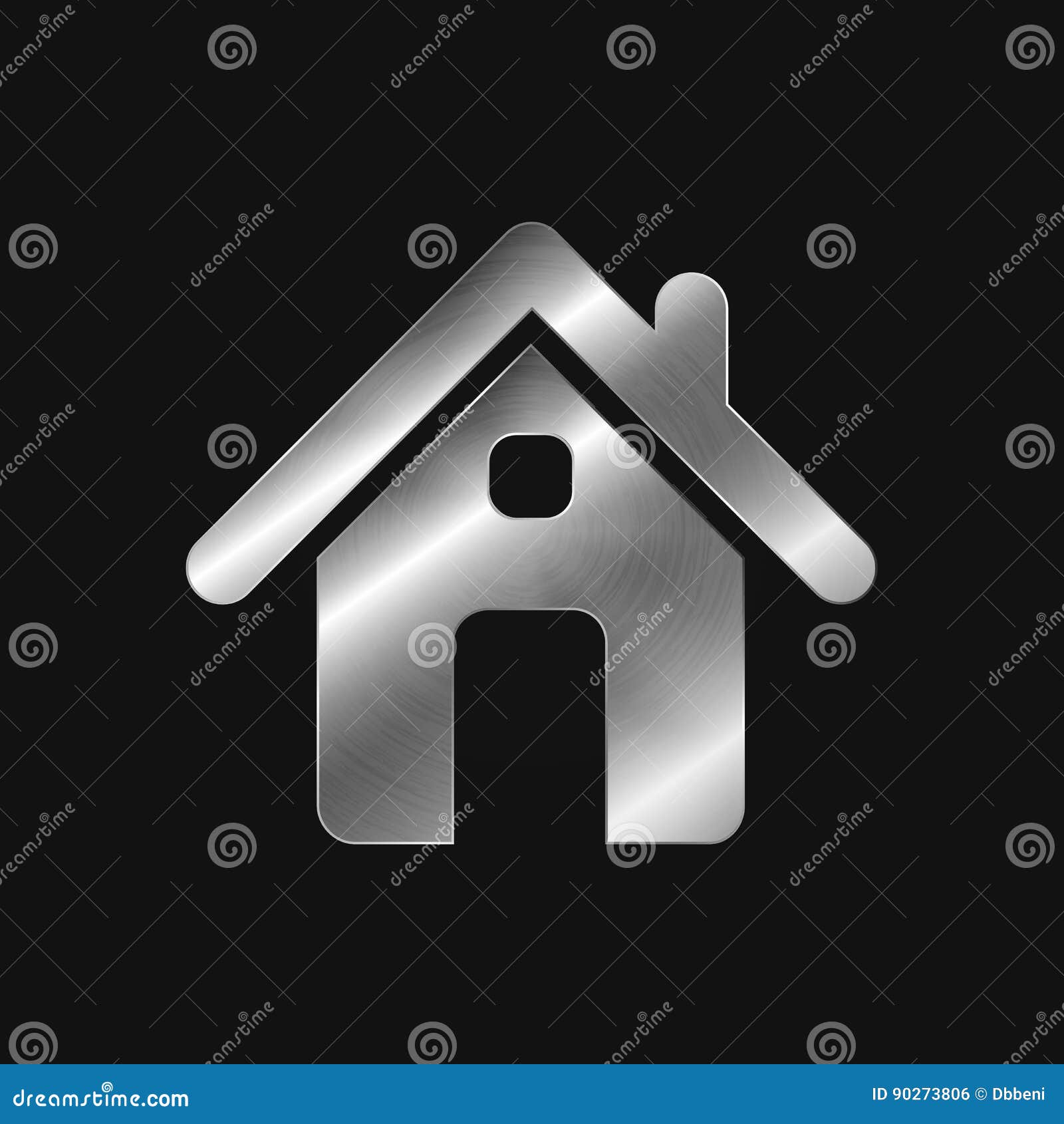 Metal icon - home stock vector. Illustration of button - 90273806