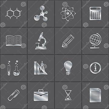 Metal icons of a science stock vector. Illustration of science - 30936293