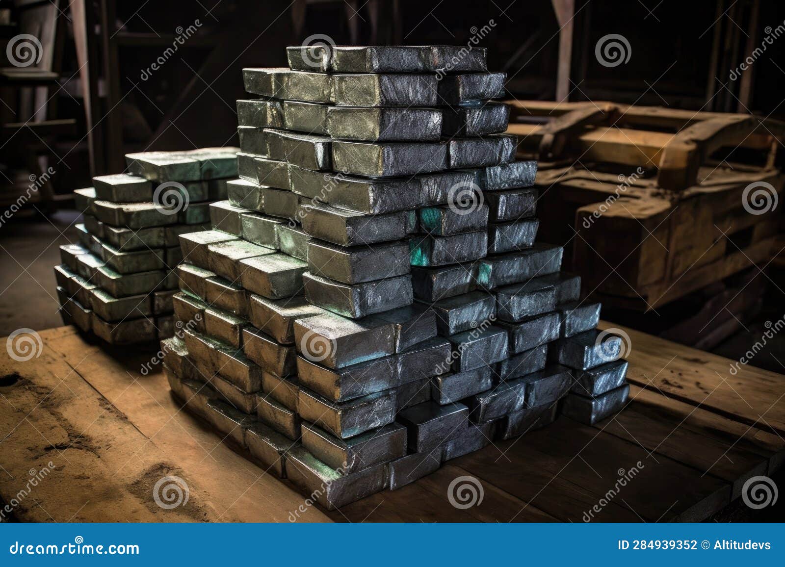 Metal Ingots Stacked and Ready for Shipping Stock Photo - Image of ...