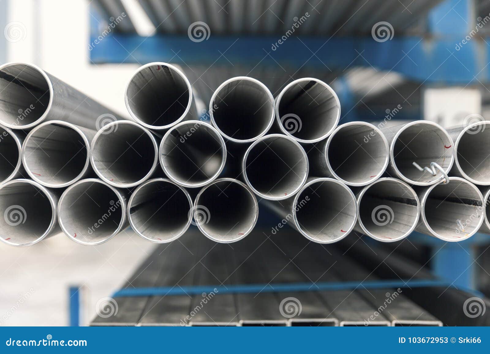 Metal inox pipe on stack stock image. Image of profile - 103672953