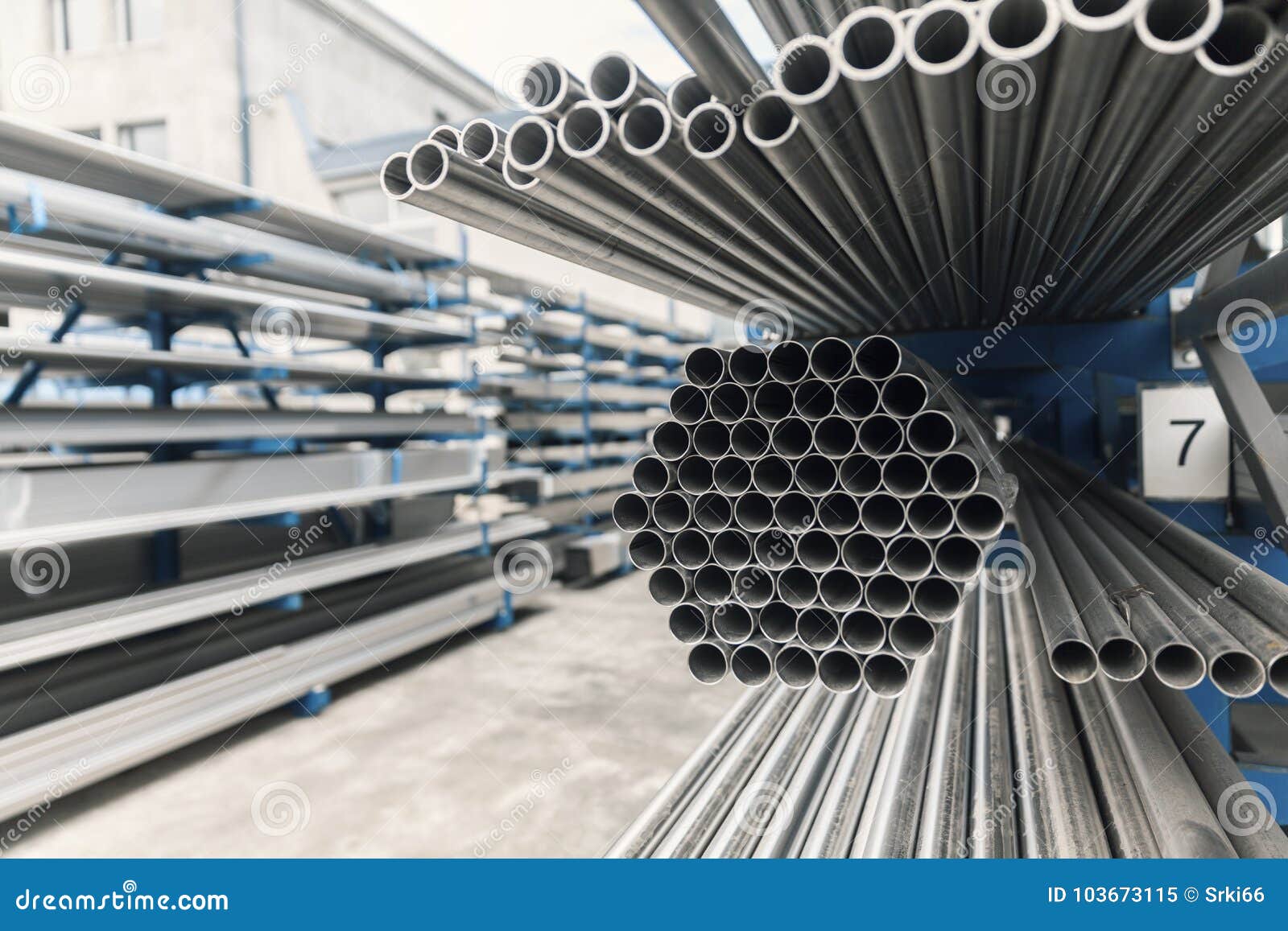 Metal inox pipe on stack stock image. Image of round - 103673115