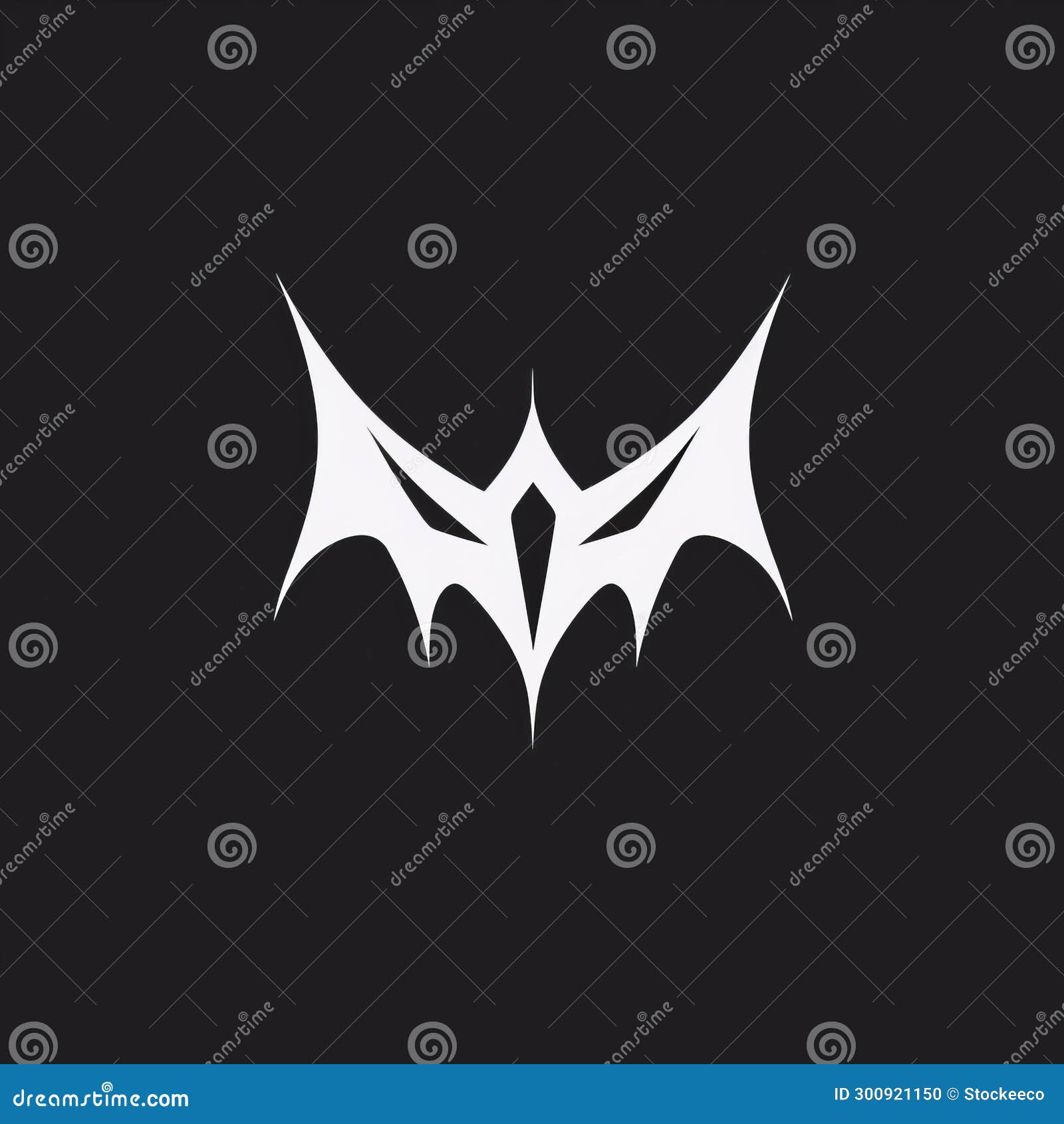Metal-inspired White Bat Logo on Black Background Stock Illustration ...