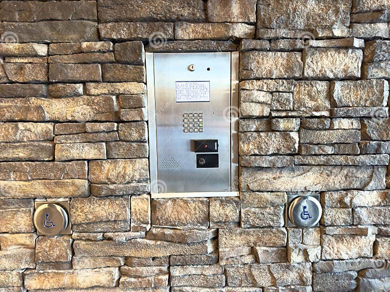 Metal Intercom Panel Mounted on a Stone Wall Stock Photo - Image of ...