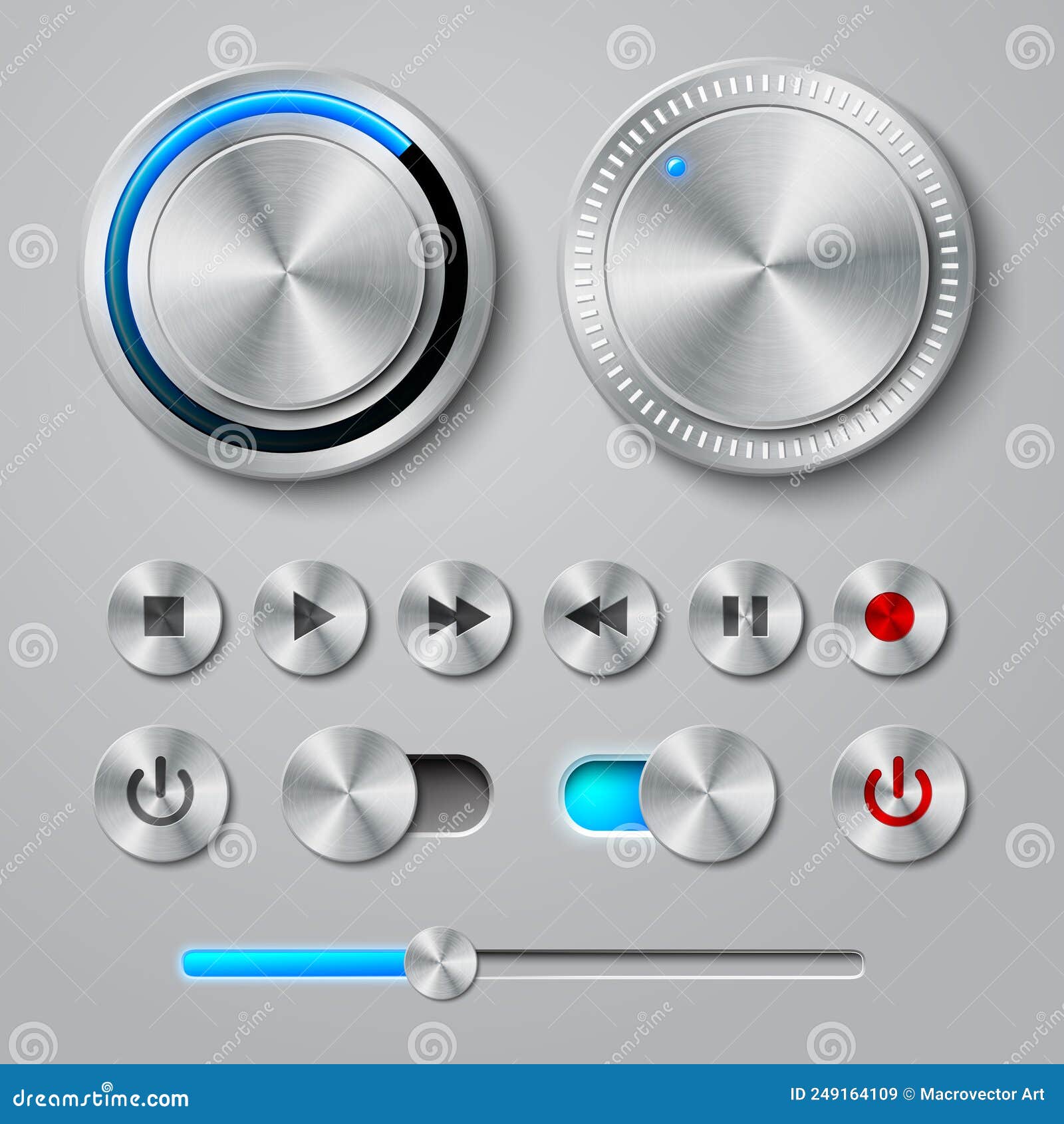 Metal Interface Buttons Collection Stock Vector - Illustration of ...