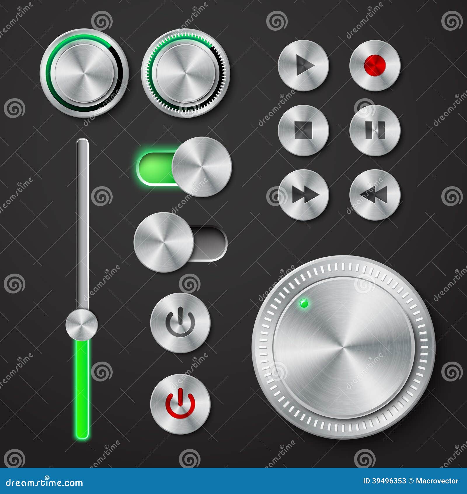 Metal Interface Buttons Collection Stock Vector - Illustration of ...