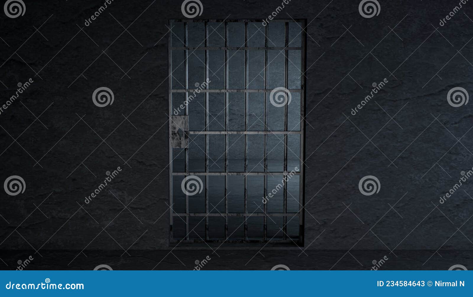 Metal Jail Cell Door with Dramatic Lighting Stock Illustration ...