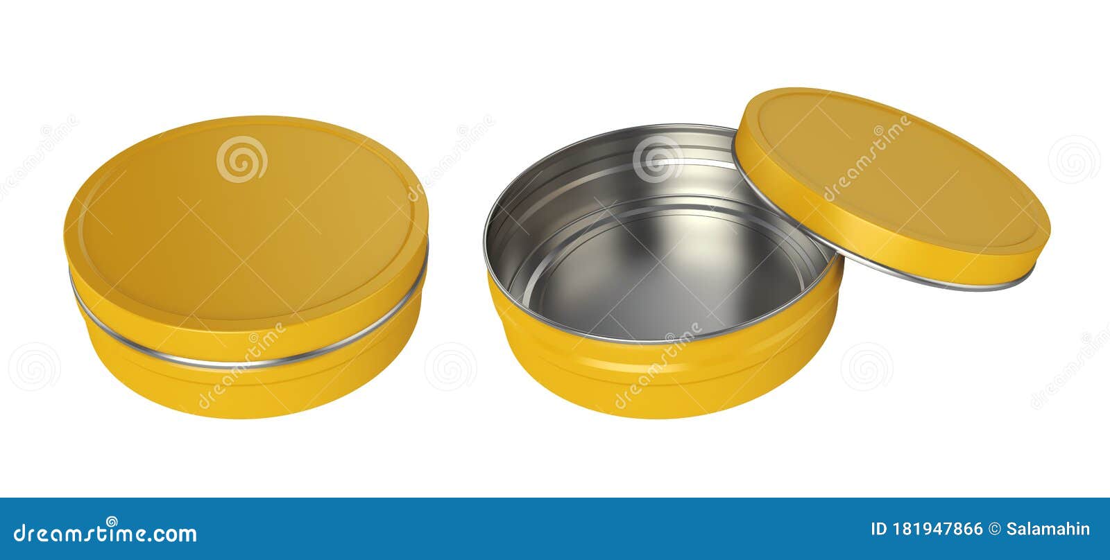 Metal Jar Open and Closed, Isolated on White Background, 3D Rendering ...