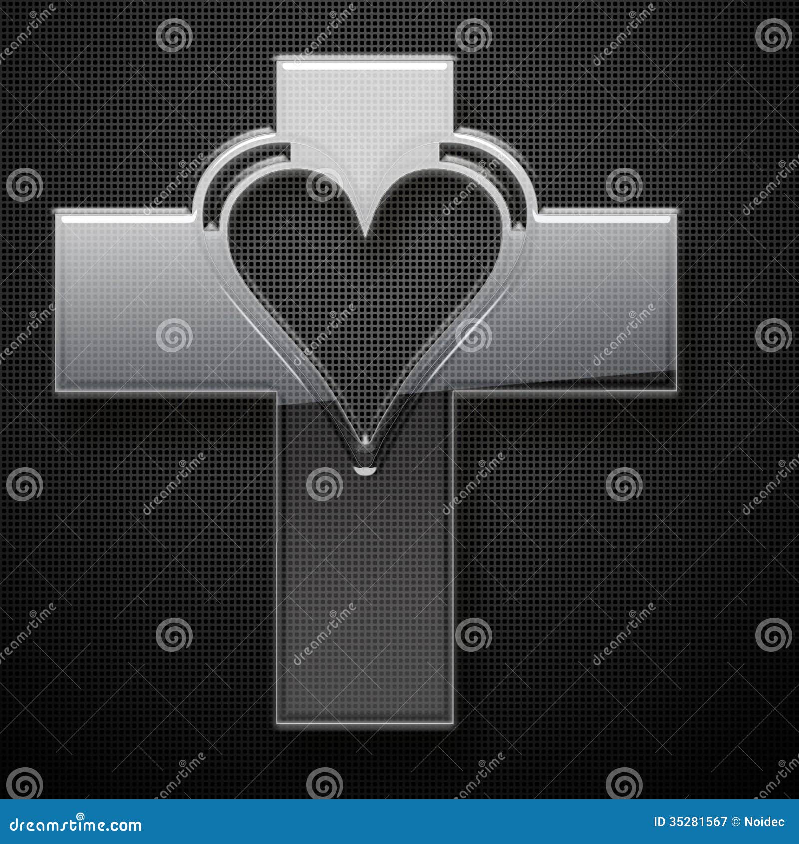 Metal Jesus Cross Heart Shape Stock Illustration - Illustration of ...