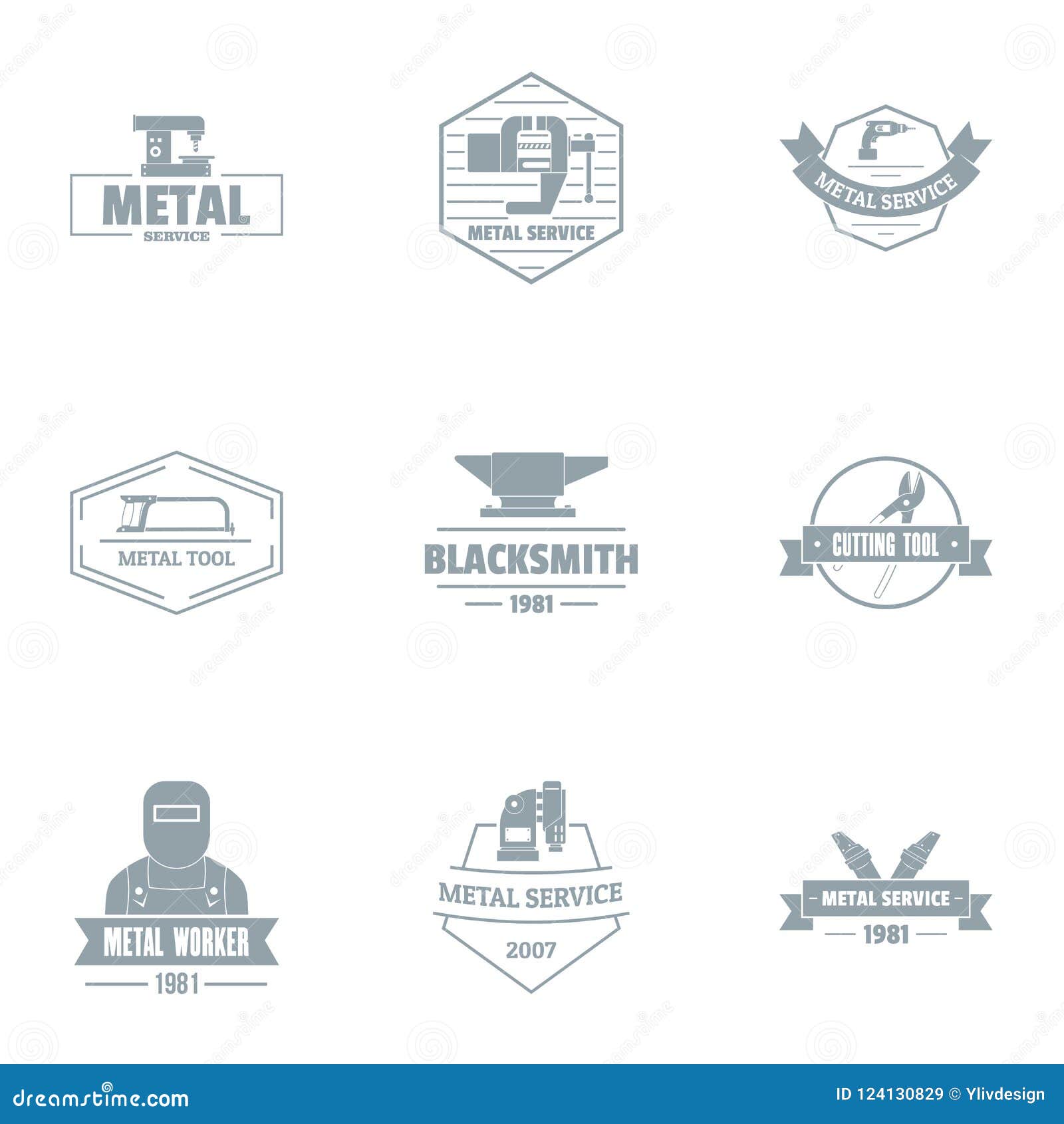 Metal Job Logo Set, Simple Style Stock Vector - Illustration of alloy ...