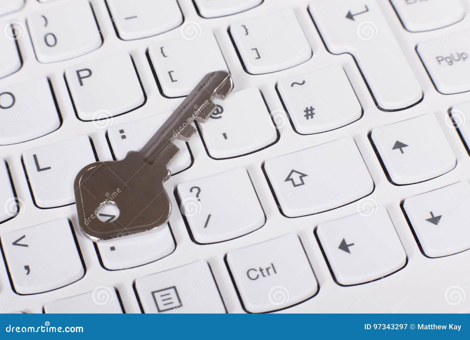 Metal Key on Computer Keyboard Stock Image - Image of privacy, lock ...