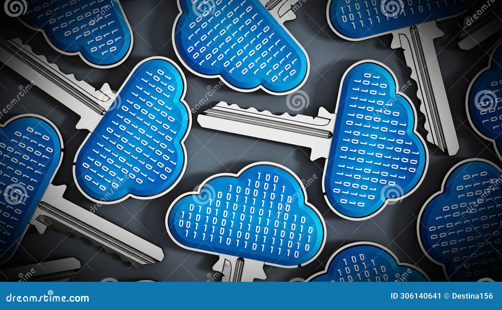 Metal Keys with Cloud Shapes and Binary Codes on Top. Cloud Computing ...