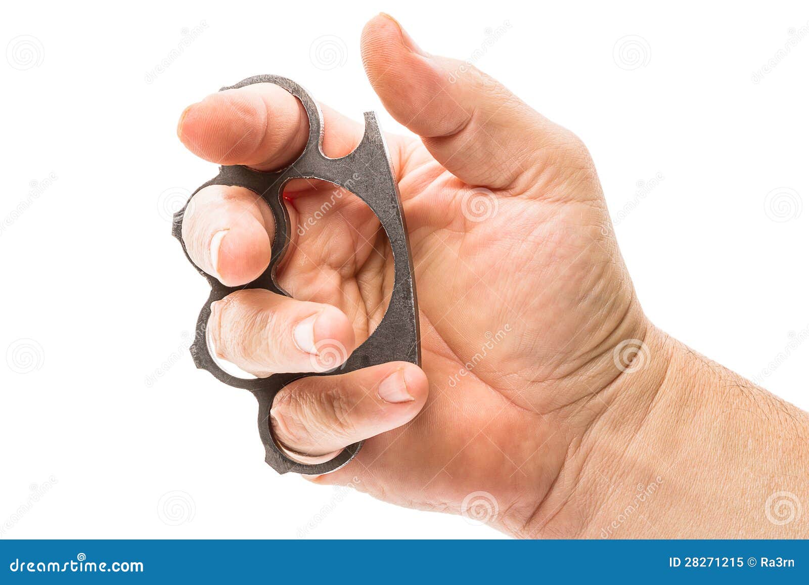 Metal knuckles in his hand stock image. Image of aggression - 28271215