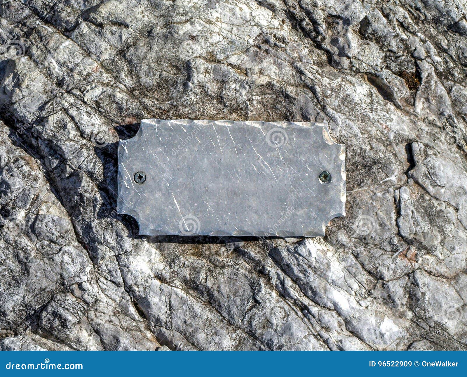 Metal label on stone. stock image. Image of stone, badge - 96522909