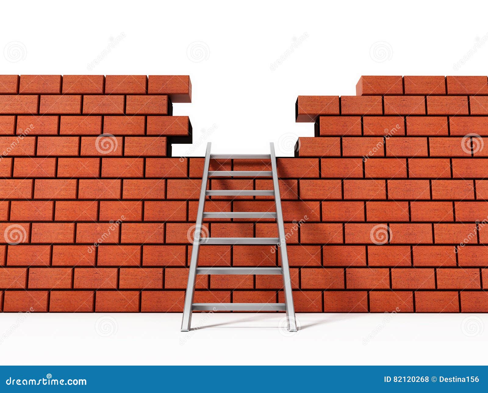 Metal Ladder on Brick Wall. 3D Illustration Stock Illustration ...